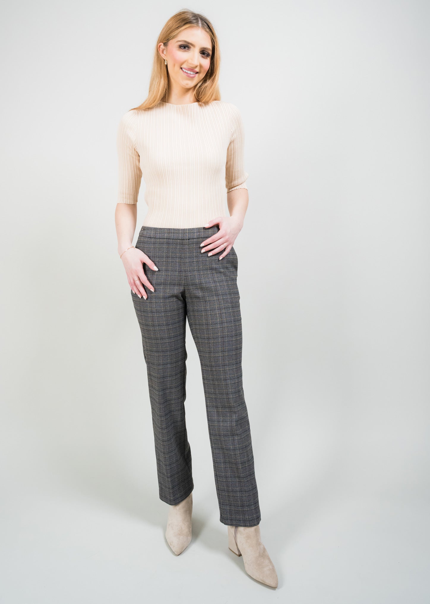 NORA BRUSHED BACK PLAID 30" Straight Leg with Pockets – Lisette L ...